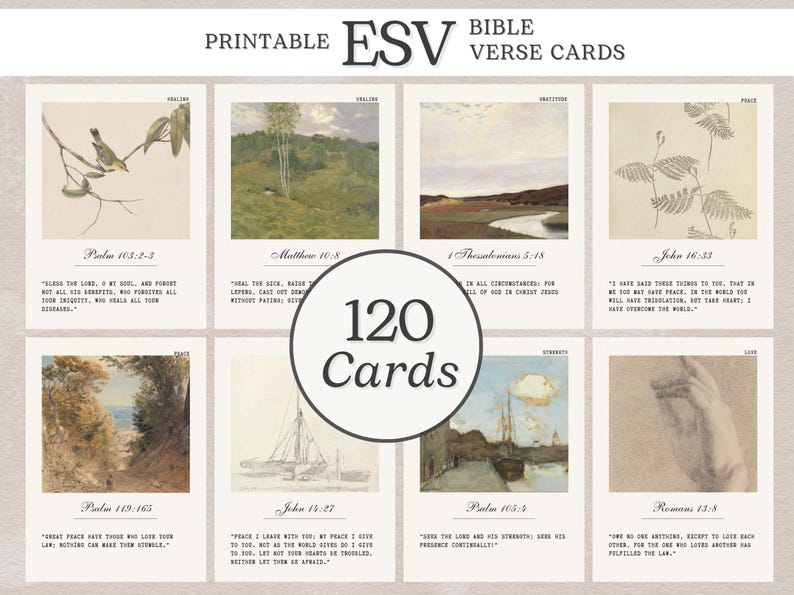 ESV 120 Bible Verse Cards - Printable Scripture for Vision Boards ...