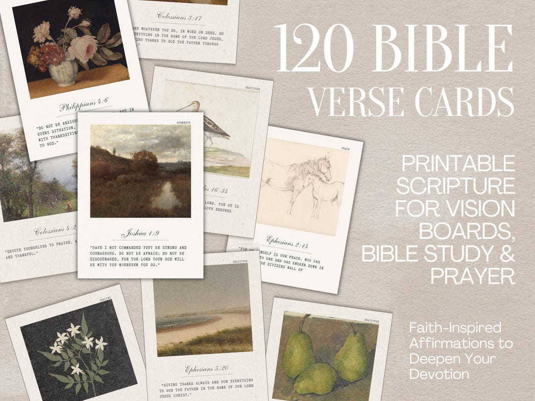 120 Bible Verse Cards Printable Scripture for Vision Boards Bible Study ...