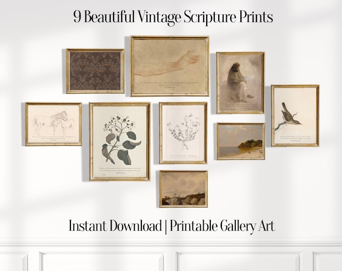 Gallery Wall Scripture Wall Art Prints, Printable Bundle, Christian ...