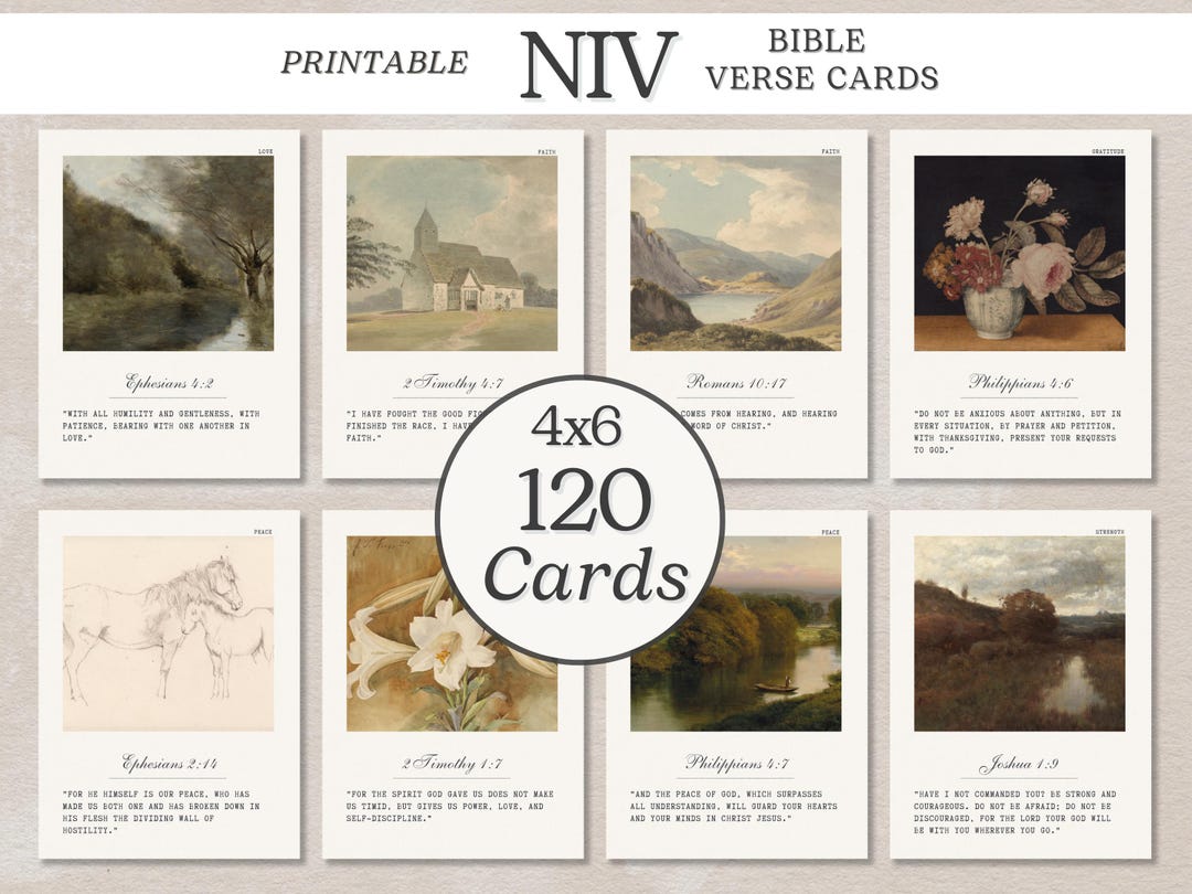 120 Inspirational Bible Verse Cards Printable Scripture Prayer Cards ...