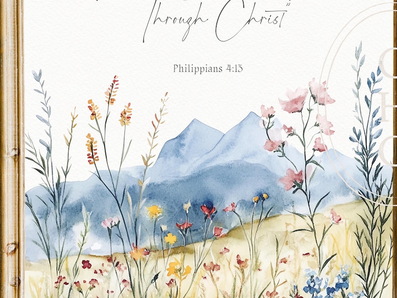 Watercolor Scripture Art Philippians 4:13 Bible Verse Wall Art ...