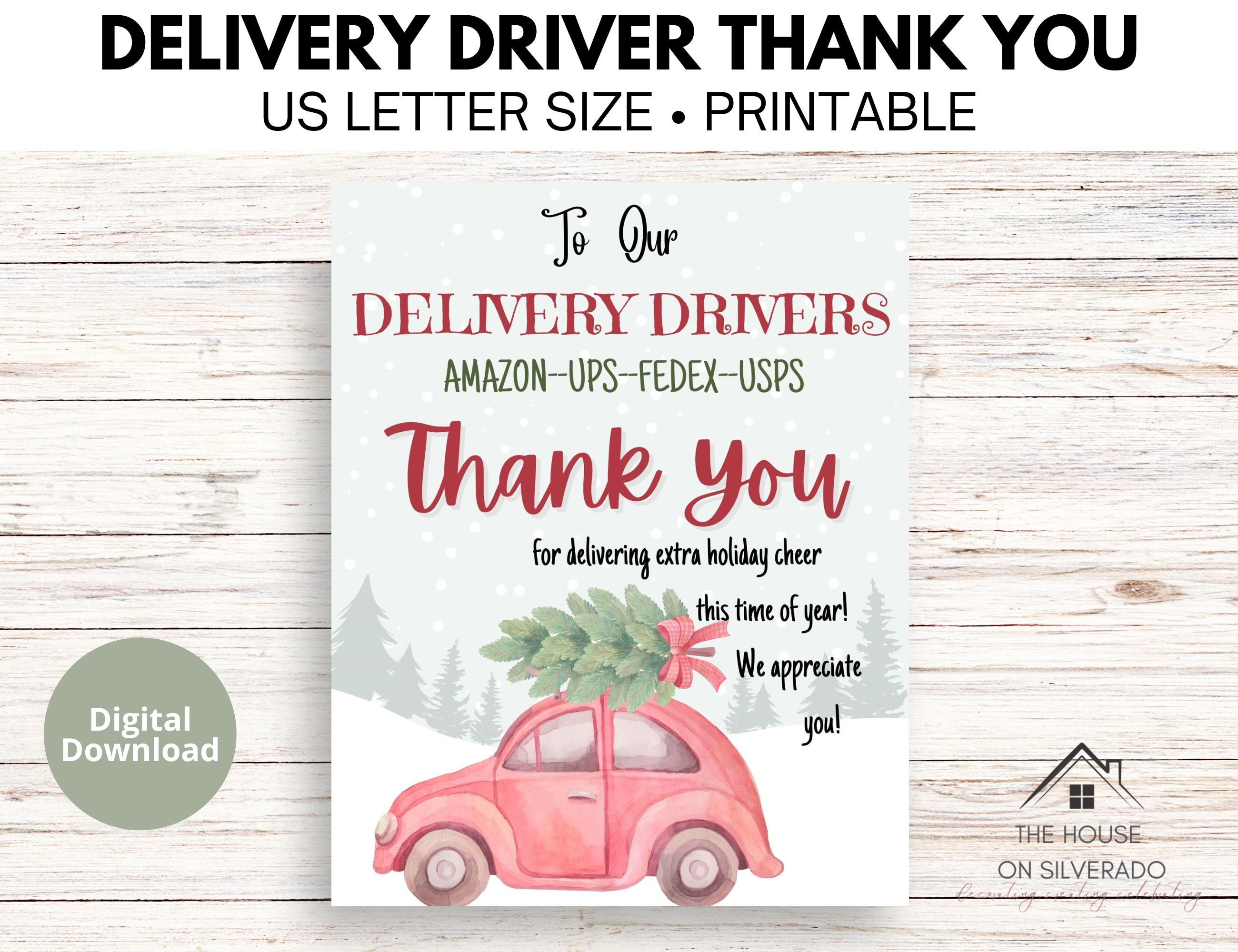 Delivery Driver Thank You Sign - Etsy