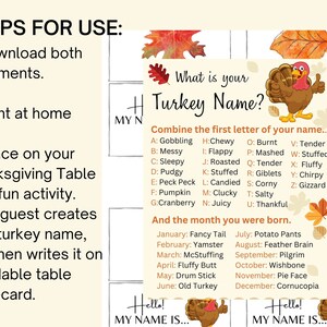 Turkey Name Game, Thanksgiving Name Tag Game, Fun Thanksgiving Party ...