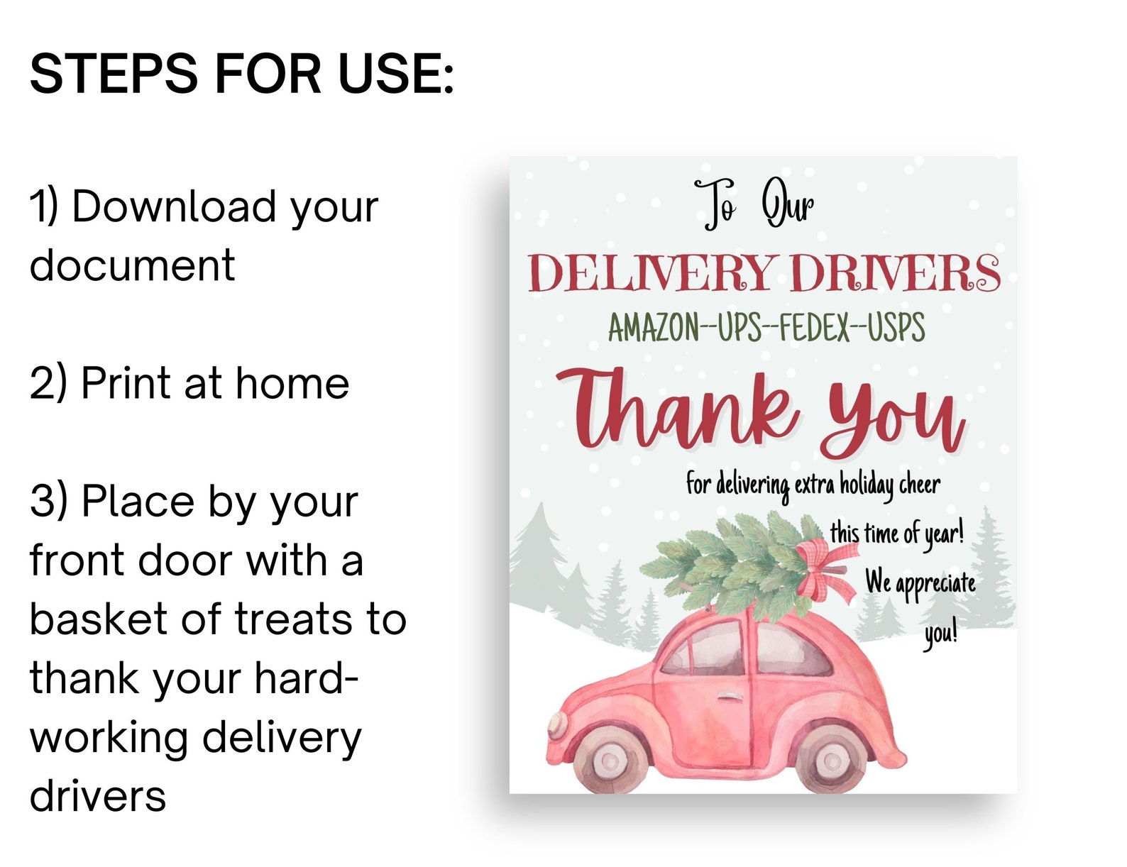 Delivery Driver Thank You Sign - Etsy