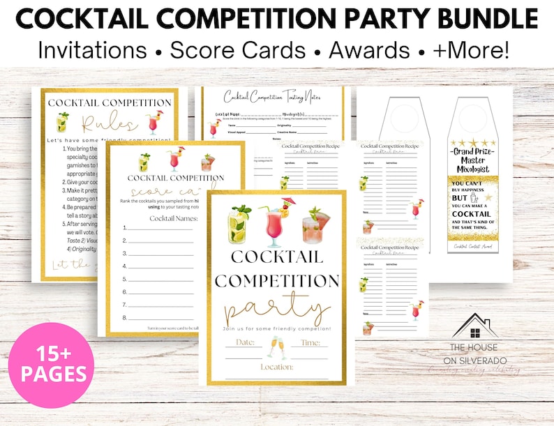 Cocktail Competition Party Kit: Invitations, Score Cards, Recipe Cards ...