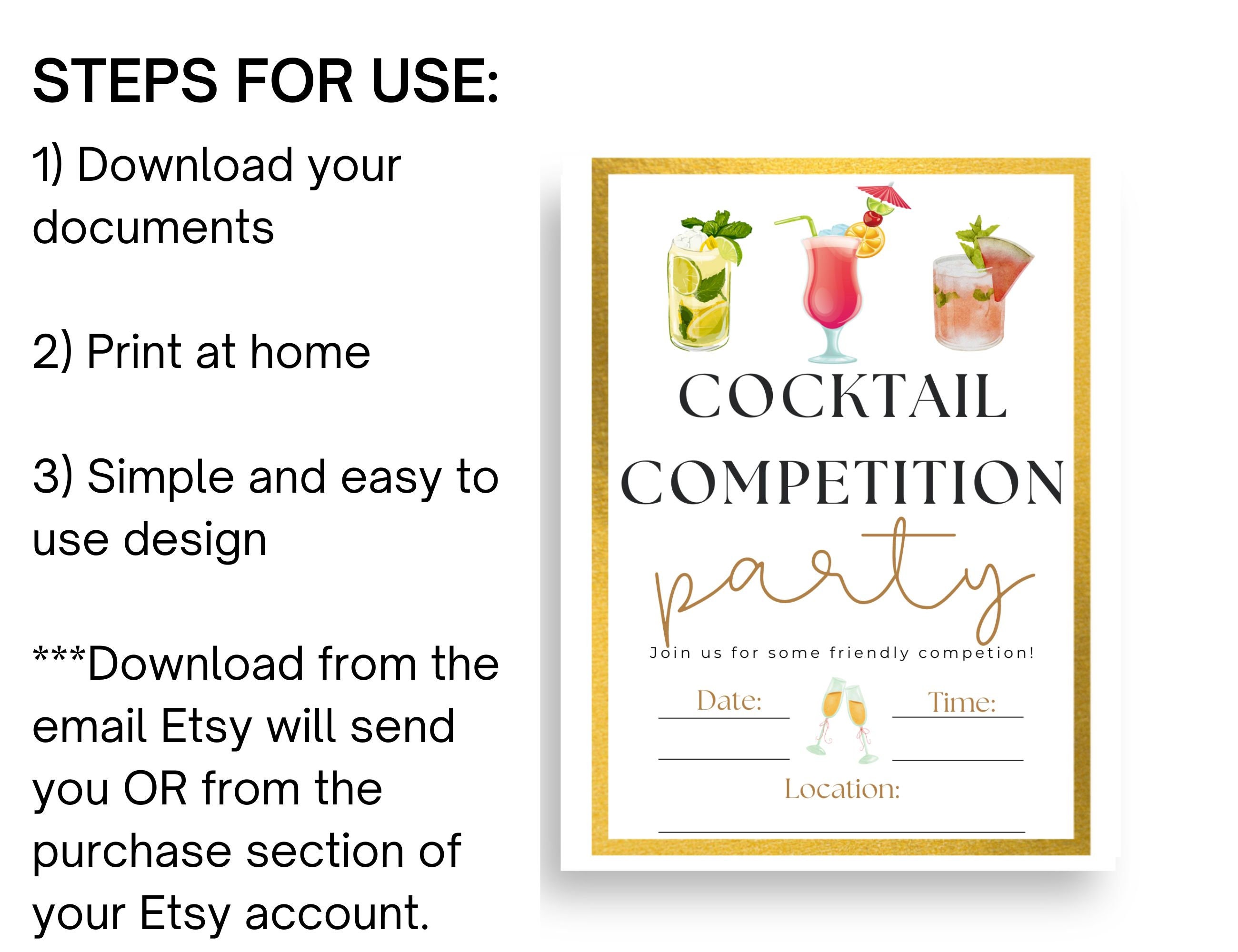 Cocktail Competition Party Kit: Invitations, Score Cards, Recipe Cards ...