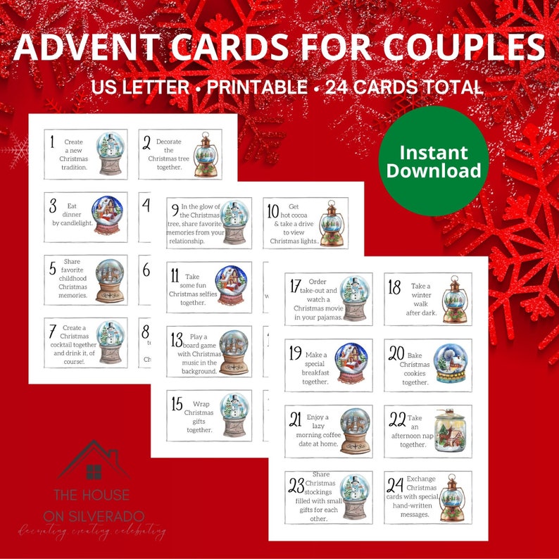 Advent Cards for Couples, Christmas Activity, Fun Activities for ...