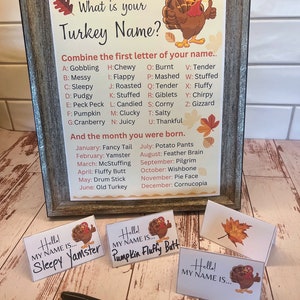 Turkey Name Game, Thanksgiving Name Tag Game, Fun Thanksgiving Party ...