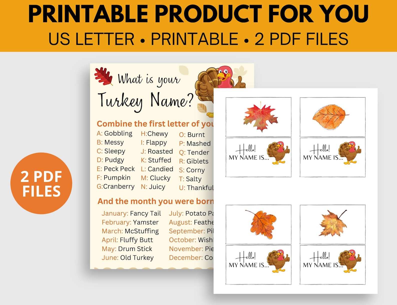 Turkey Name Game, Thanksgiving Name Tag Game, Fun Thanksgiving Party ...