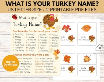 Turkey Name Game, Thanksgiving Name Tag Game, Fun Thanksgiving Party ...