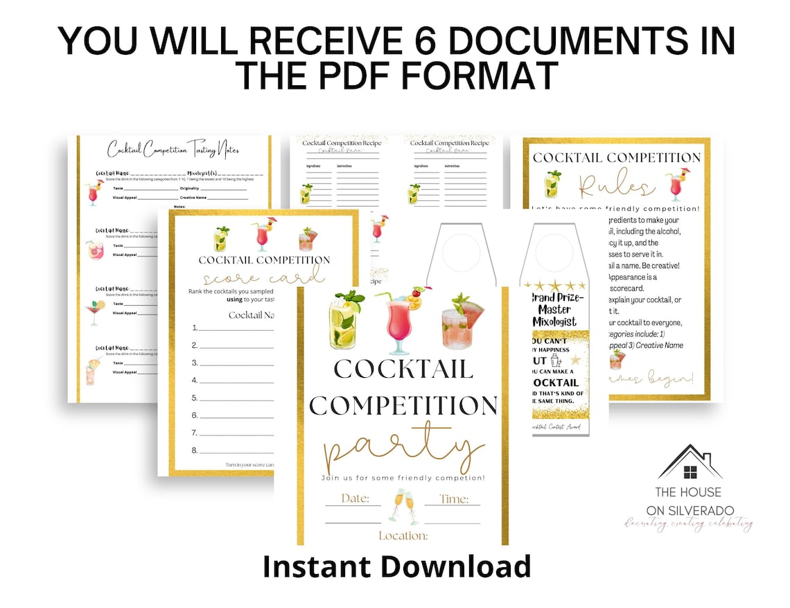 Cocktail Competition Party Kit: Invitations, Score Cards, Recipe Cards ...