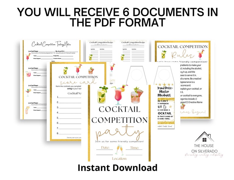 Cocktail Competition Party Kit: Invitations, Score Cards, Recipe Cards ...