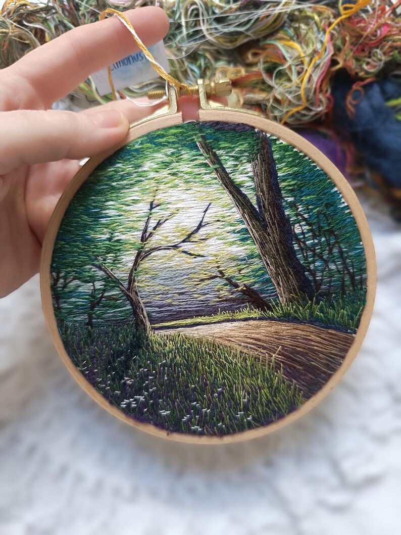 Forest Path - A Walk Through Nature, Landscape Embroidery, Thread ...