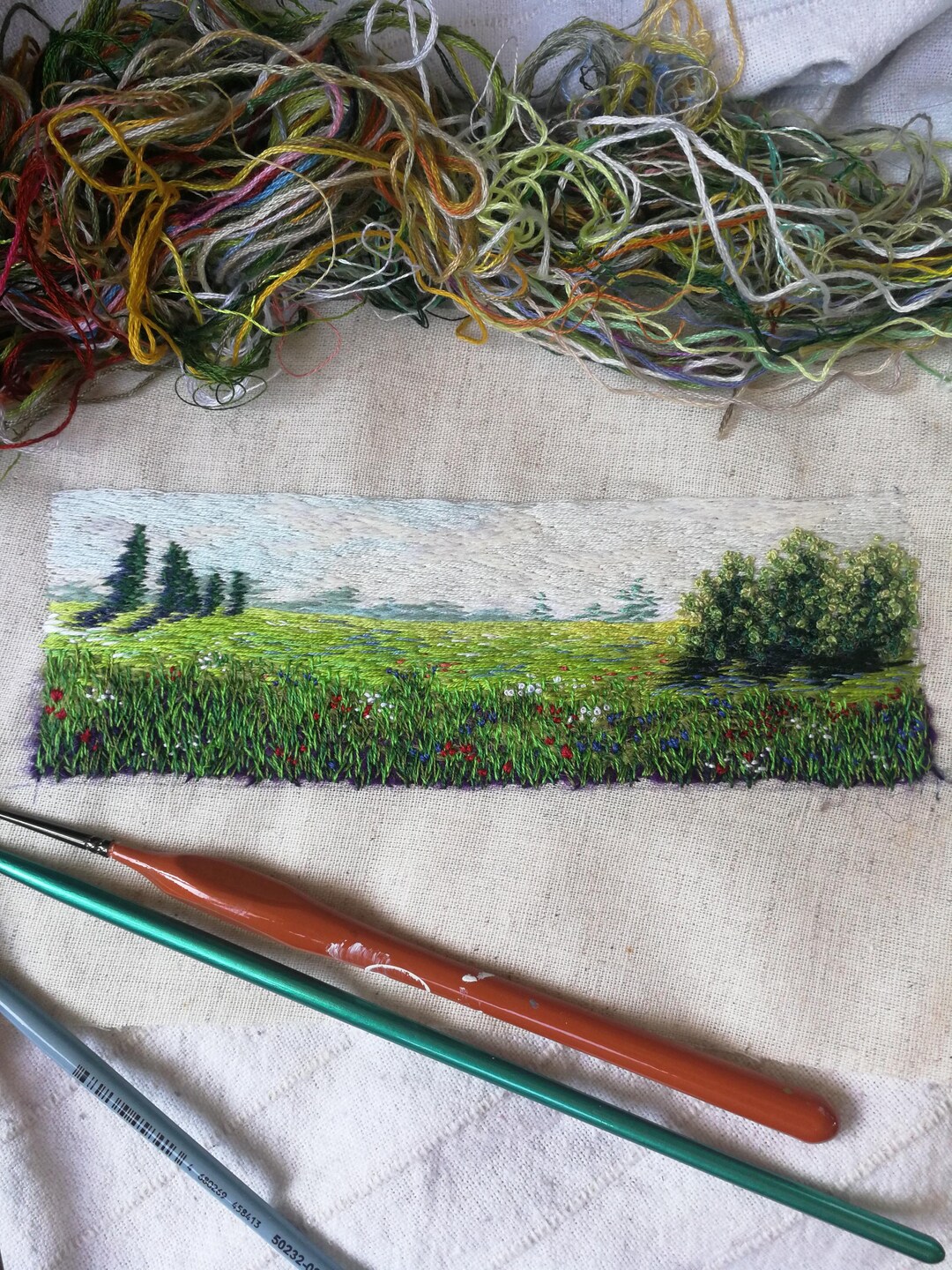 Summer Meadow – A Stitch of Tranquility, Thread Painting, 3d Embroidery ...