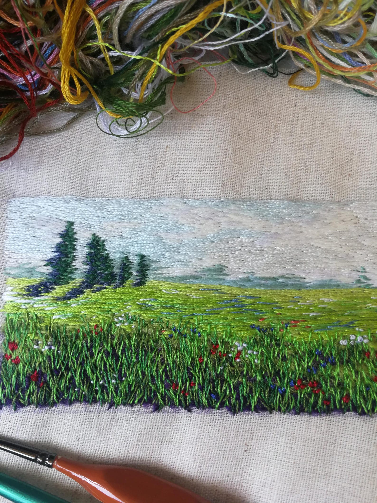 Summer Meadow – A Stitch of Tranquility, Thread Painting, 3d Embroidery ...
