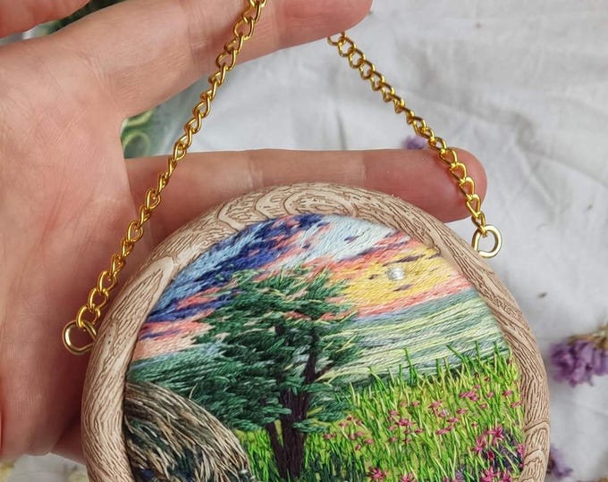 Sunset Meadow – A Tiny Window to Nature. Landscape Embroidery, Thread ...