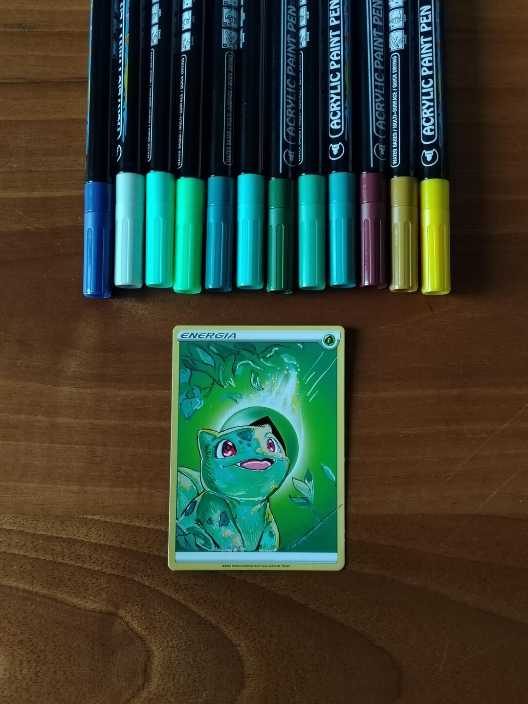 Unique Hand Painted Pokémon Card – Bulbasaur Custom Energy Art ...
