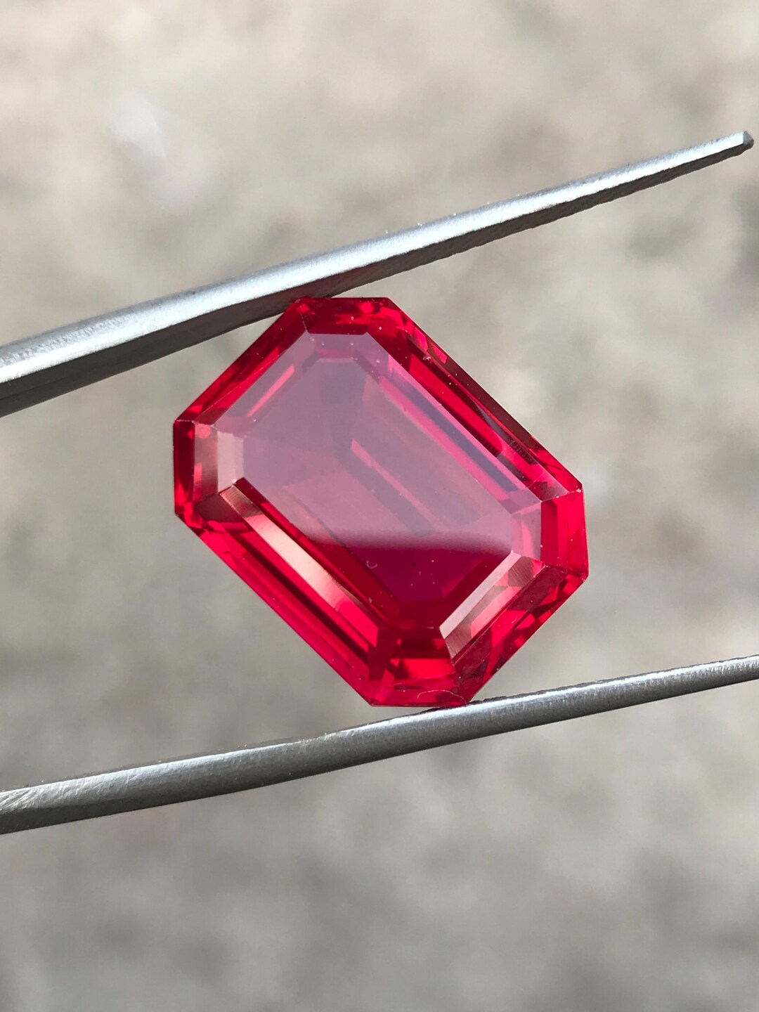 Pigeon Blood Ruby Octagon Emerald Cut , Lab Grown Ruby , 16X12 Mm ...