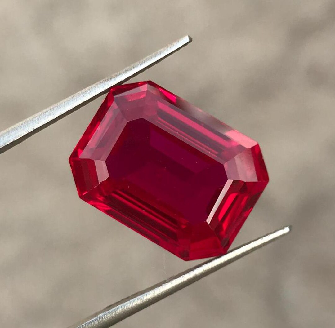 Ruby Corundum Pigeon Blood Octagon, Lab Grown Ruby Gemstone, 16X12X8 Mm ...