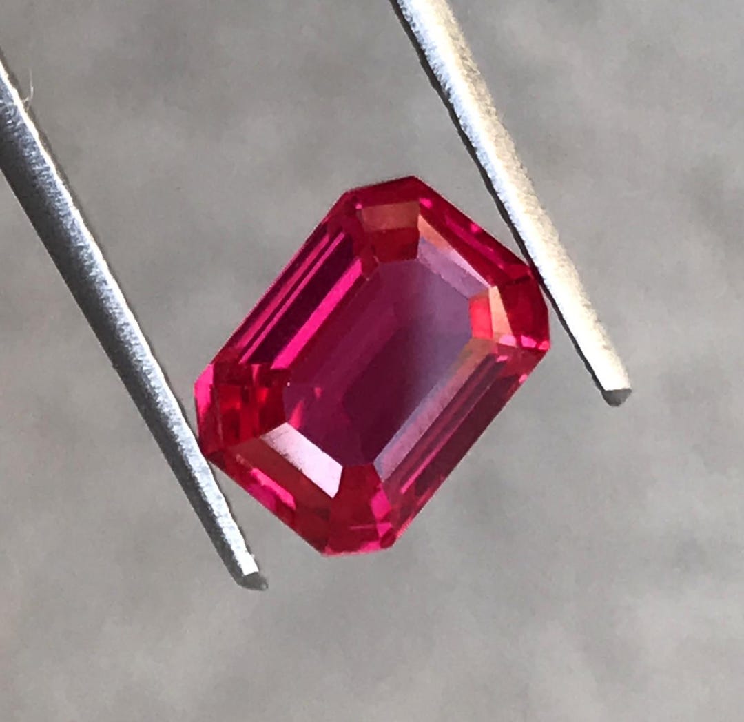 Emerald Cut Ruby Corundum Pigeon Blood Octagon, Lab Ruby Gemstone, 8X6 ...