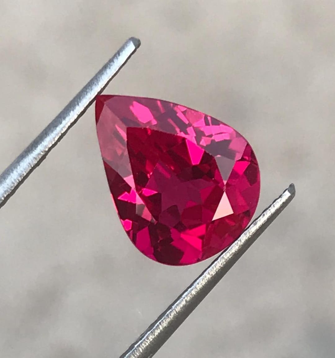 Lab Ruby Corundum , Pear Shape Ruby , 11X8.5 Mm Ruby , Pigeon Blood ...