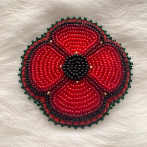 Beaded Red Flower Brooch - Etsy Canada