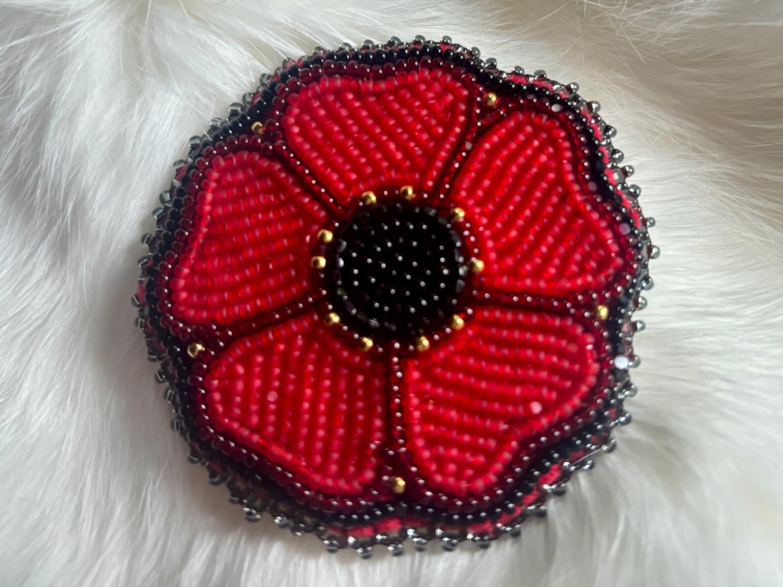 Indigenous Made Beaded Poppy - Etsy Canada