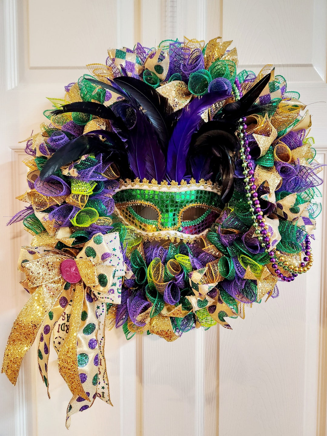 Mardi Gras Door Hanger Mardi Gras Decor Mardi Gras Wreath Carnival ...