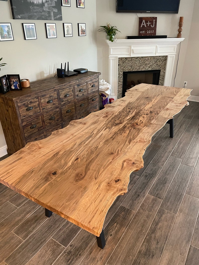 Live Edge Maple Dining Table: Wormy Ambrosia, Amish Handcrafted - Etsy