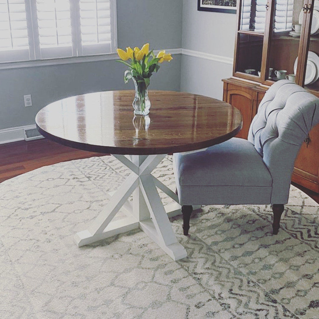Modern Farmhouse Circular Table With Pedestal Base, Hand Crafted by ...