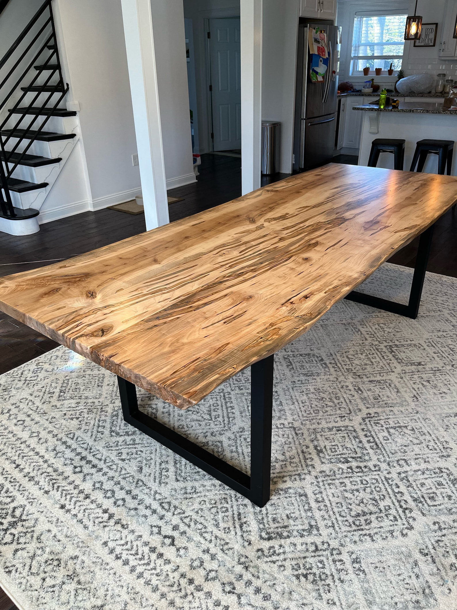 Amish Handcrafted Live Edge Dining Table: Metal Base, Lancaster PA - Etsy