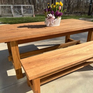 Handmade Solid Oak Outdoor Picnic Table: Custom Amish Made - Etsy