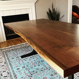 Black Walnut Live Edge Dining Table: Amish Made With Metal Base - Etsy