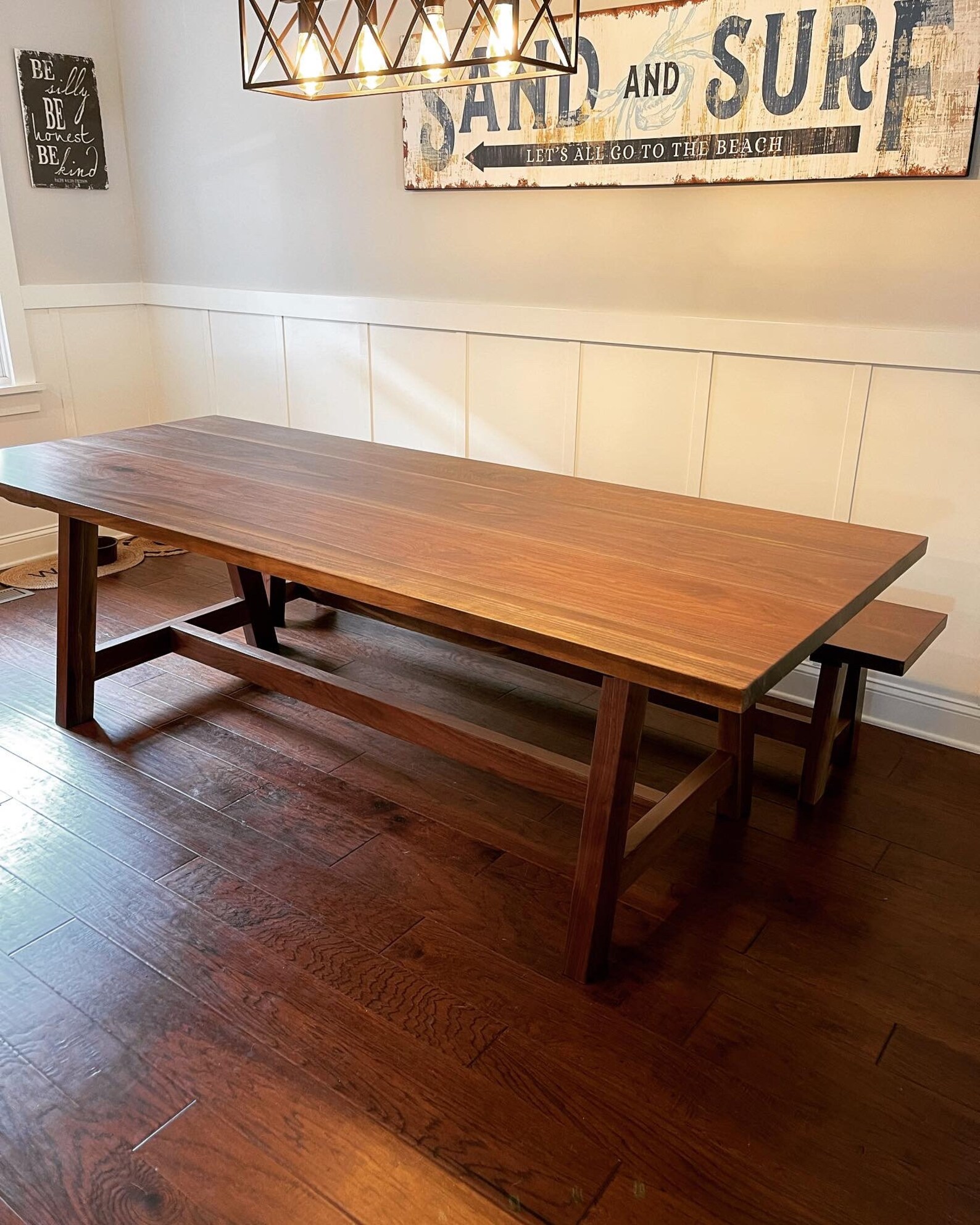 Custom Amish Crafted Black Walnut Dining Tables, Modern A Frame Trestle ...