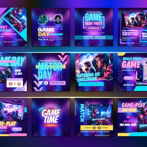 NEON Instagram Post Template, Gaming Instagram, Instagram Game, IG Game ...