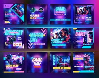 NEON Instagram Post Template, Gaming Instagram, Instagram Game, IG Game ...