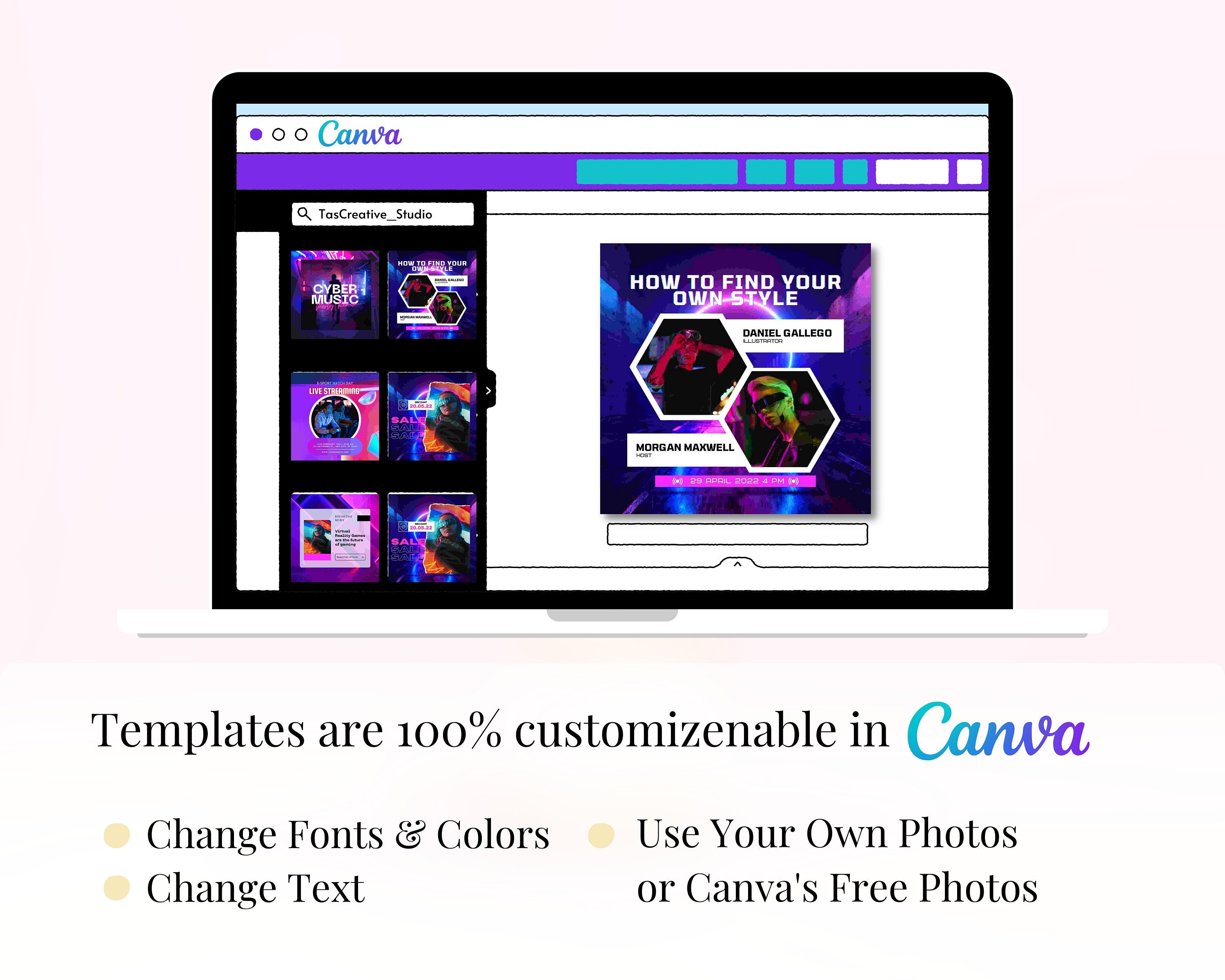 40 Cyber Music Night Instagram Templates Canva | Neon DJ Streamer ...