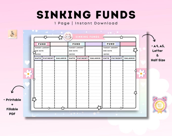 Editable Sinking Funds Tracker | Printable | Digital | Sinking Funds ...