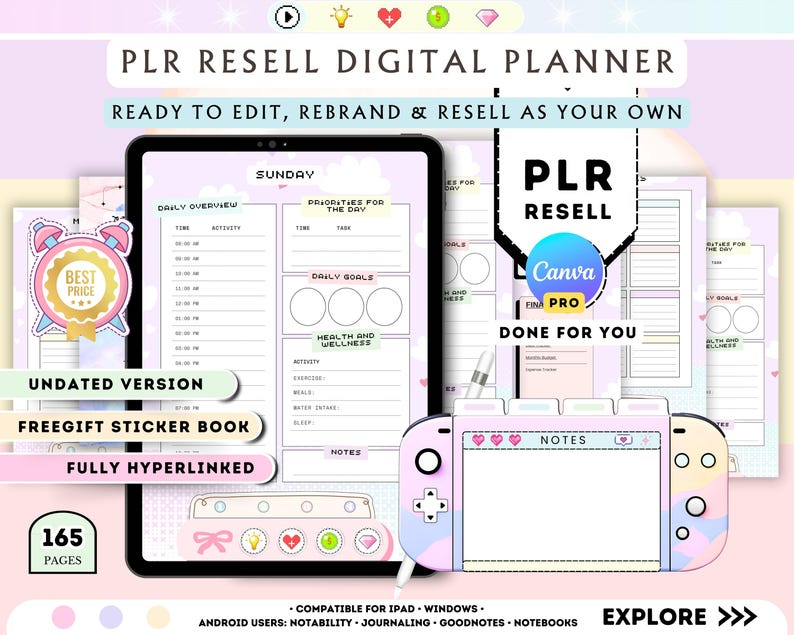 2026 Digital Planner, PLR Resell Rights, Canva Template (digital ...