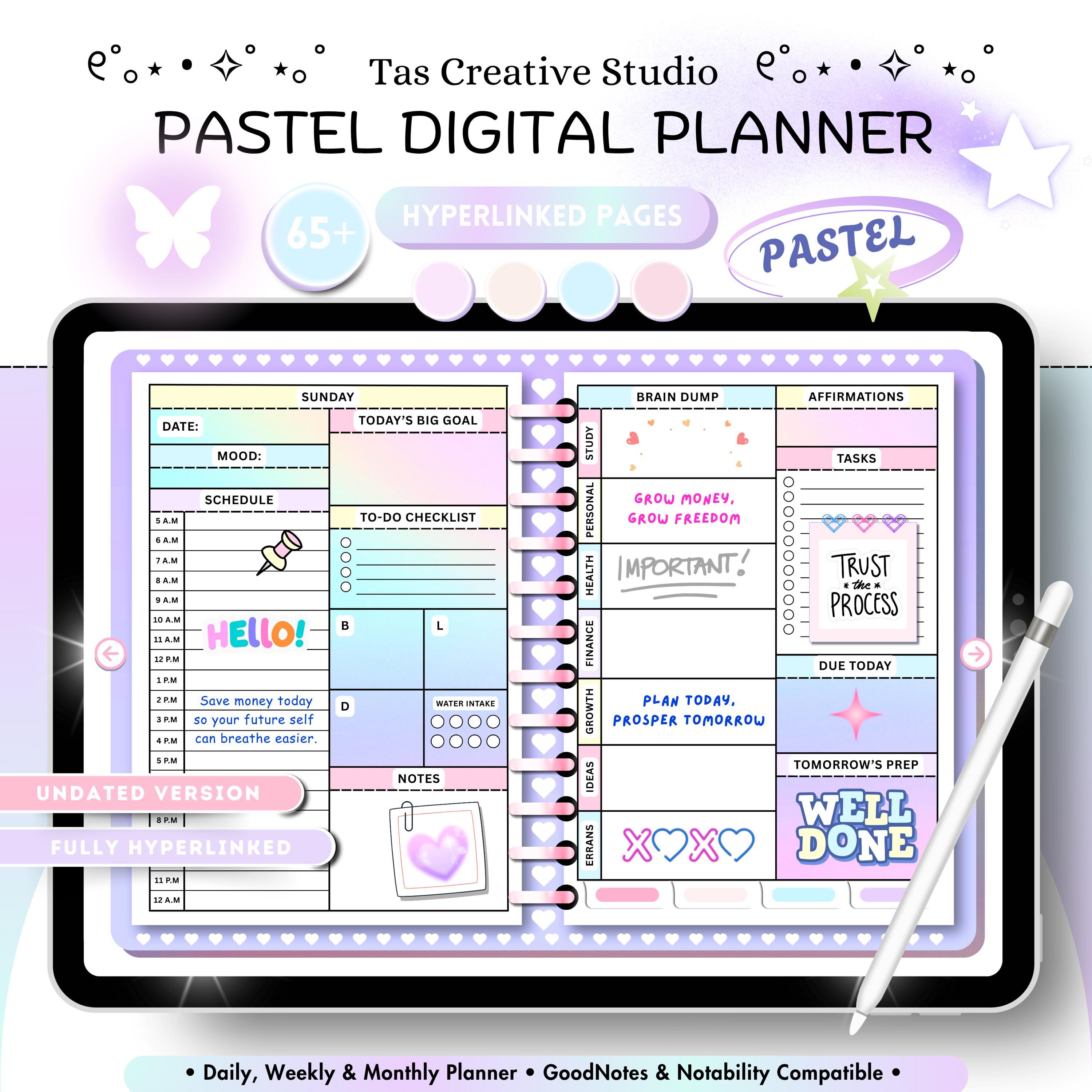 Soft Pastel Digital Planner Undated | Goodnotes Notability iPad Android ...