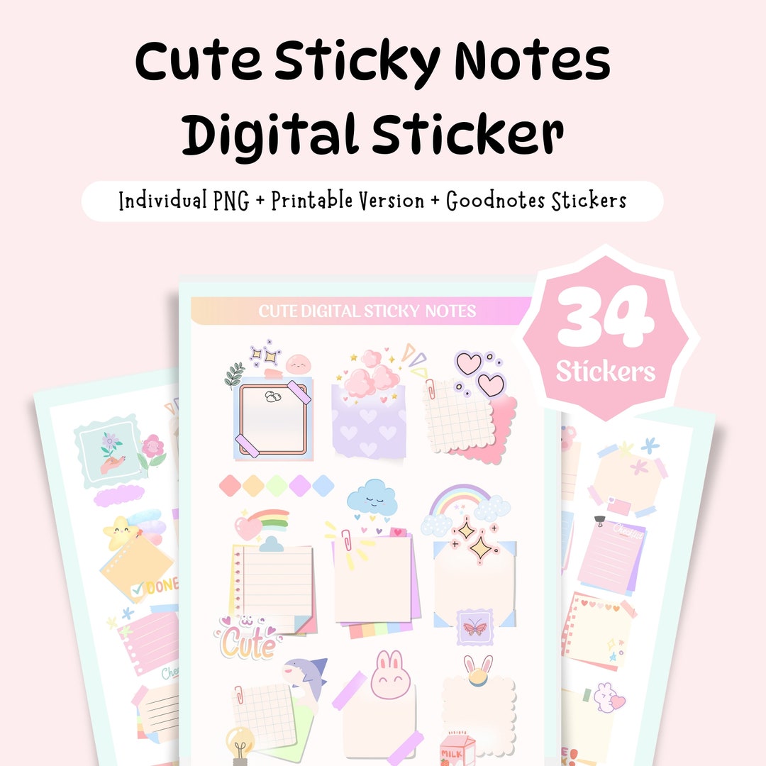 Cute Sticky Notes for Digital Planner, Digital Sticky Notes, Goodnotes ...