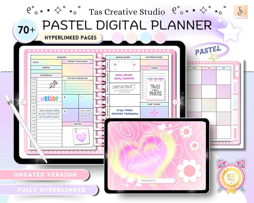 Pink Digital Planner 2025, 2026, 2027, Undated, Goodnotes Planner, iPad ...