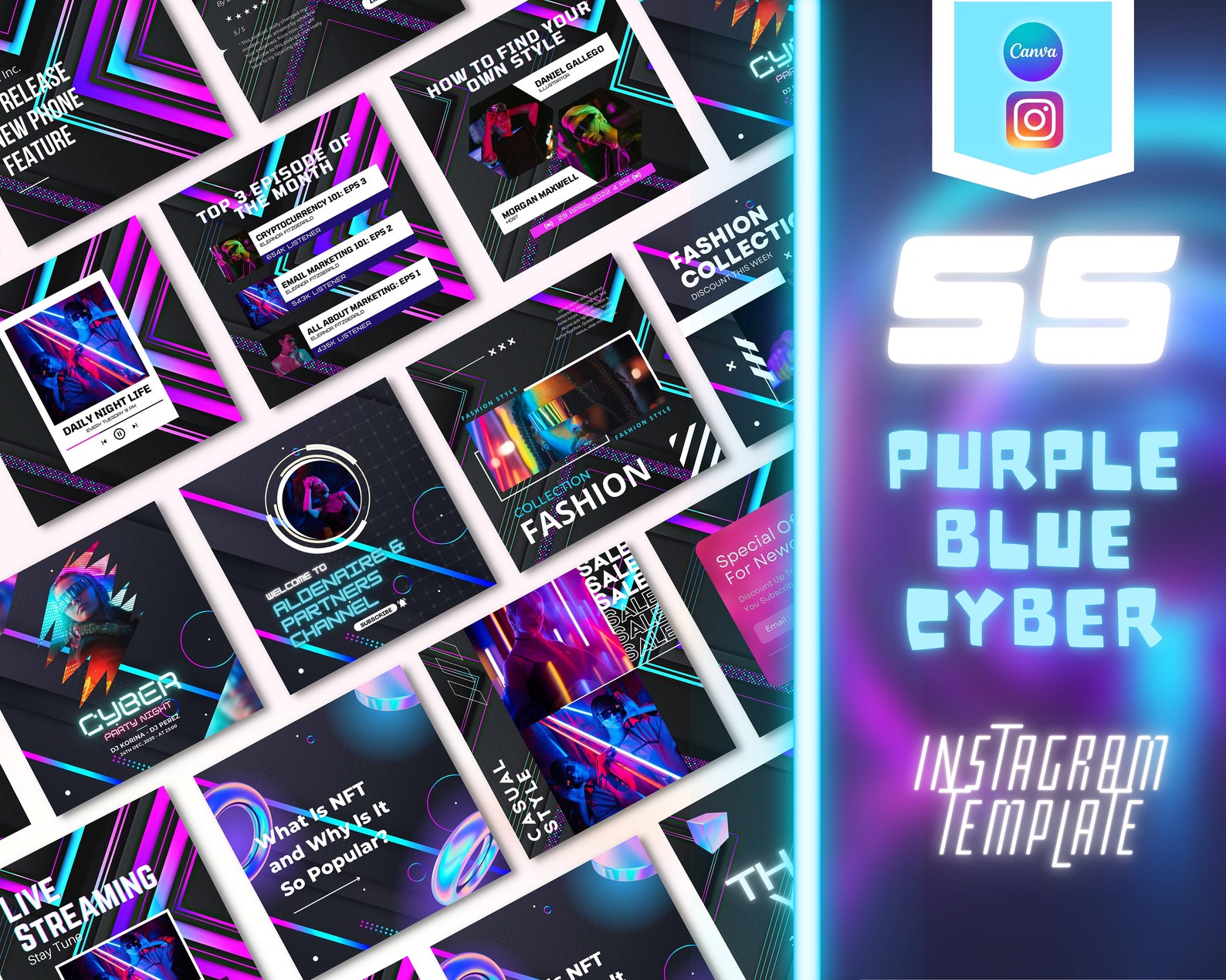 NEON Instagram Post Template, Gaming Instagram, Instagram Game, IG Game ...