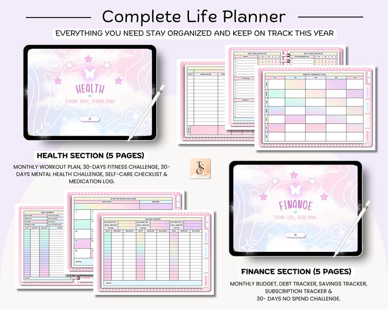 Cute Pink Undated Digital Planner Daily Life for Goodnotes iPad ...