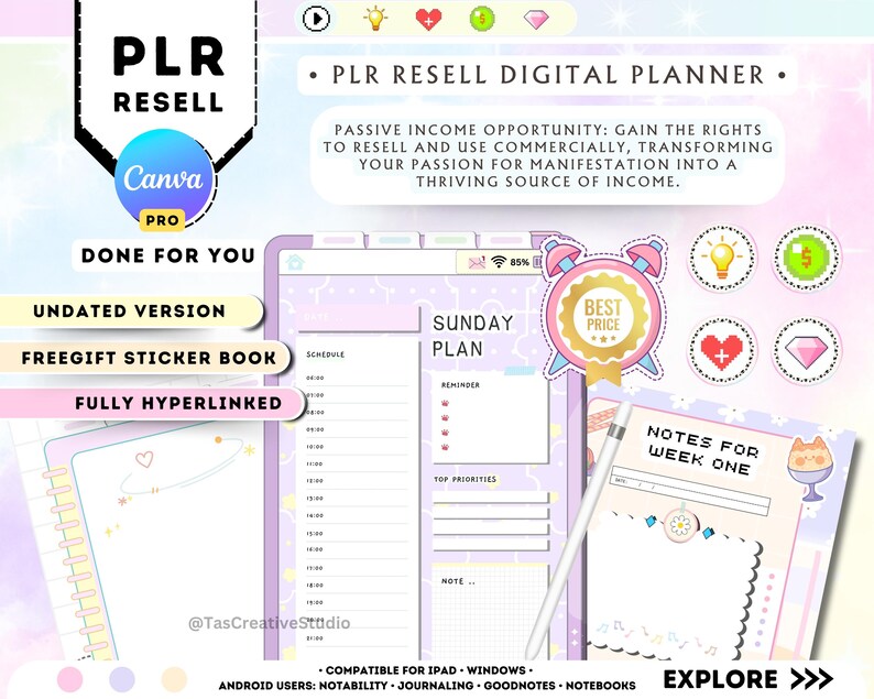 2026 Digital Planner, PLR Canva Template, Resell Rights - Etsy