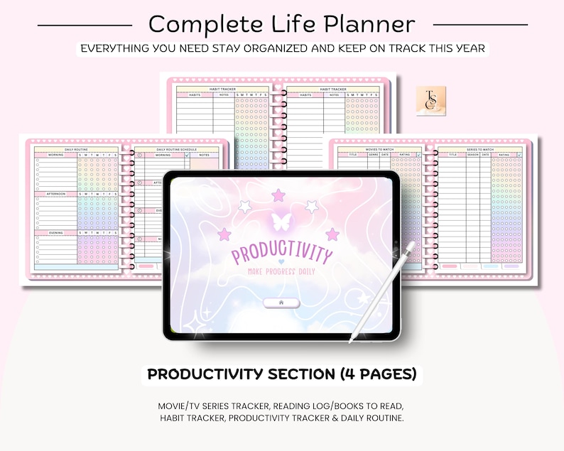 Pink Undated Digital Daily Planner for Goodnotes iPad | Life Weekly ...