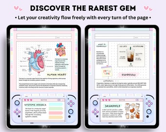Portrait Digital Student Notebook With Tabs, Note Paper, Digital Paper ...
