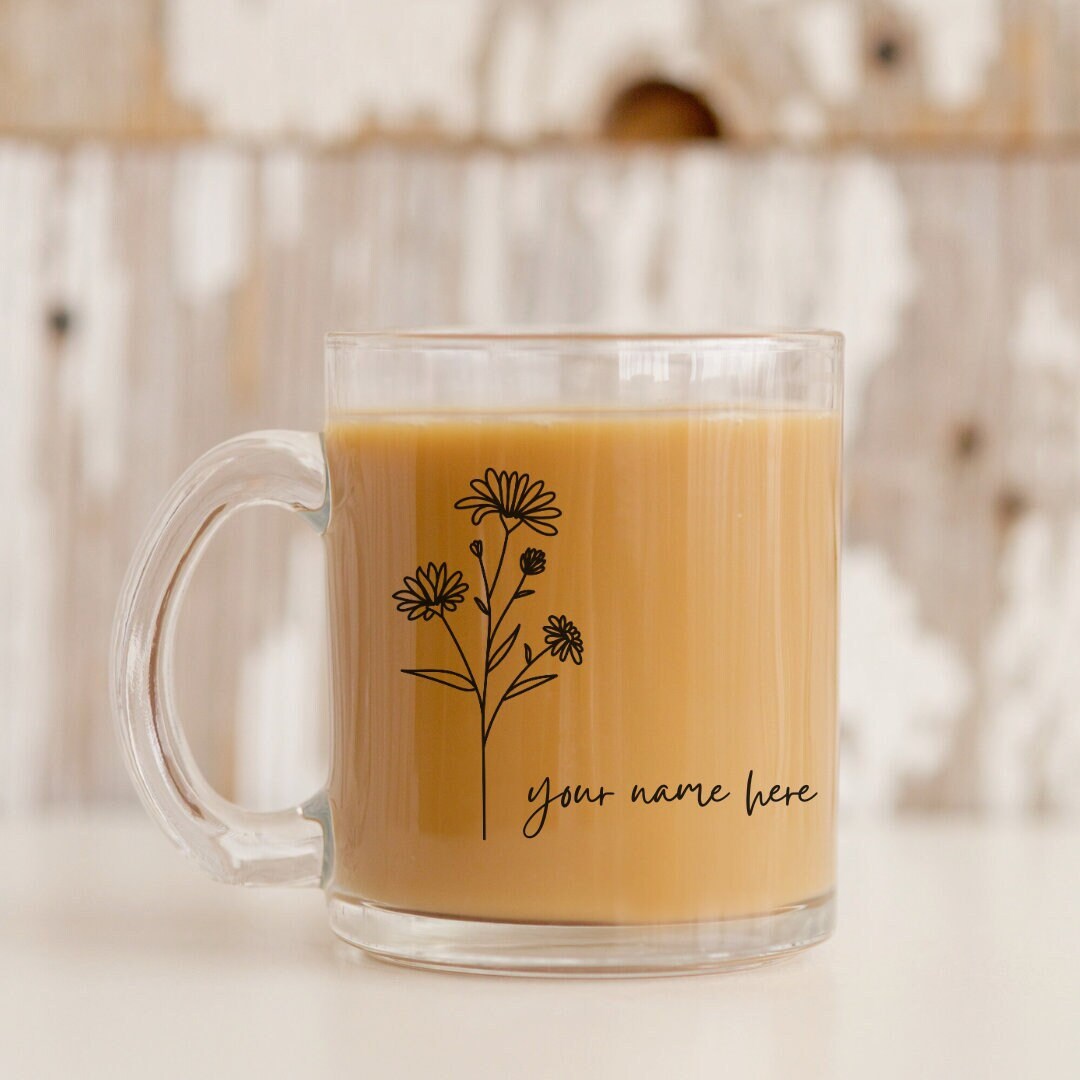 Custom Birth Flower Mug Glass Mug Personalized Mugs - Etsy