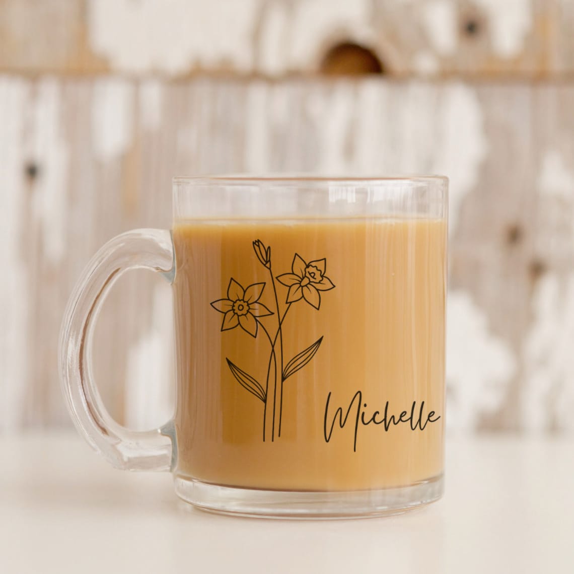 Custom Birth Flower Mug Glass Mug Personalized Mugs - Etsy
