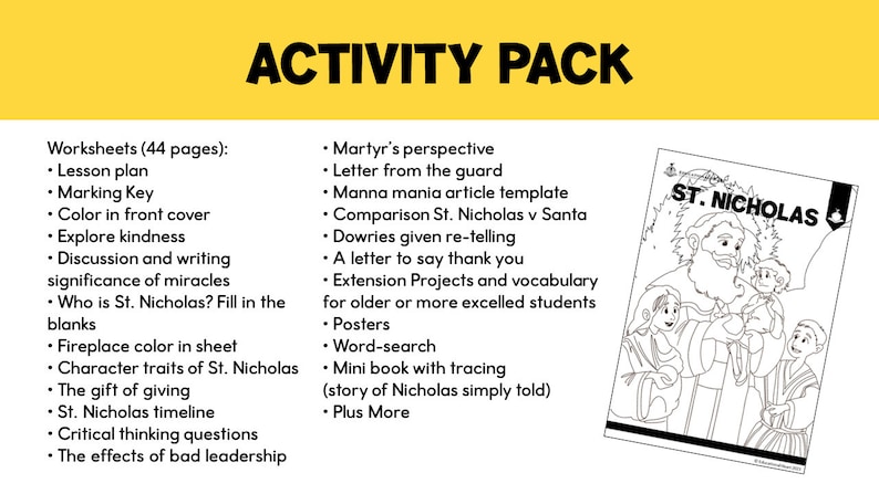 Saint Nicholas Printable Activity Booklet for Kids St. Nicholas ...